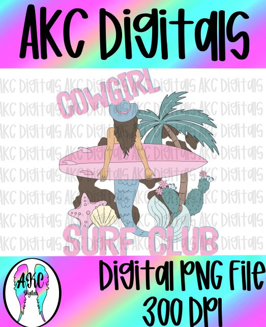 DFD Cowgirl Surf Club PNG – AKC Embroidery and Digital Designs