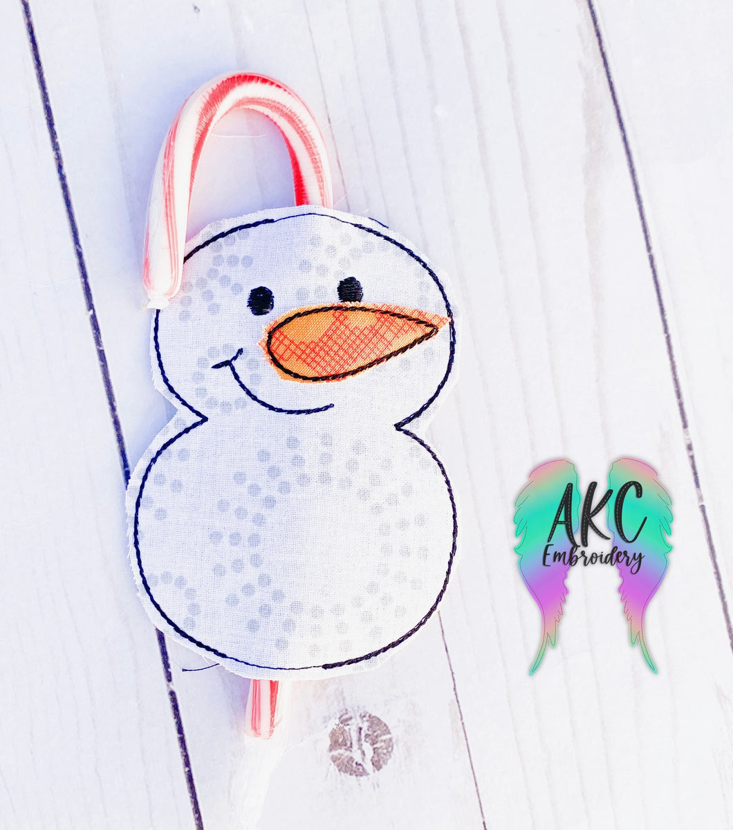 ITH snowman candy cane holder 2022 – AKC Embroidery and Digital Designs