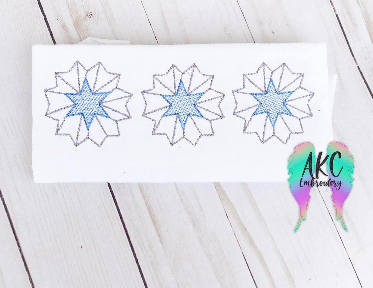 QS snowflake trio 2023 – AKC Embroidery and Digital Designs