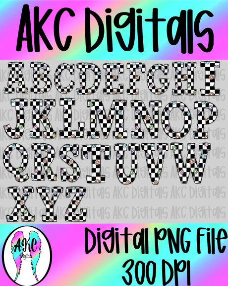 Black checkered PNG alpha set – AKC Embroidery and Digital Designs