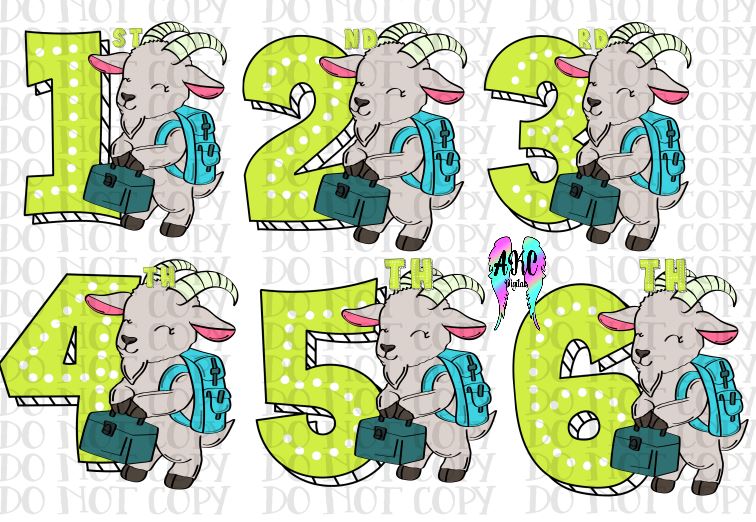 Goat school bundle PNG – AKC Embroidery and Digital Designs