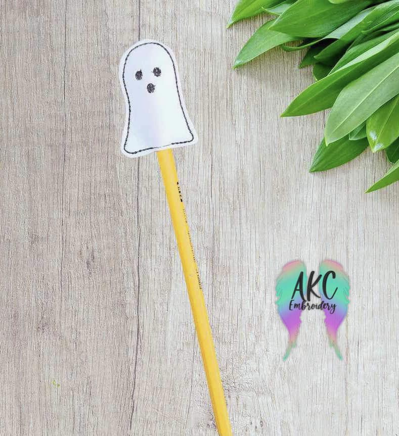 ITH ghost pencil topper 2023 – AKC Embroidery and Digital Designs