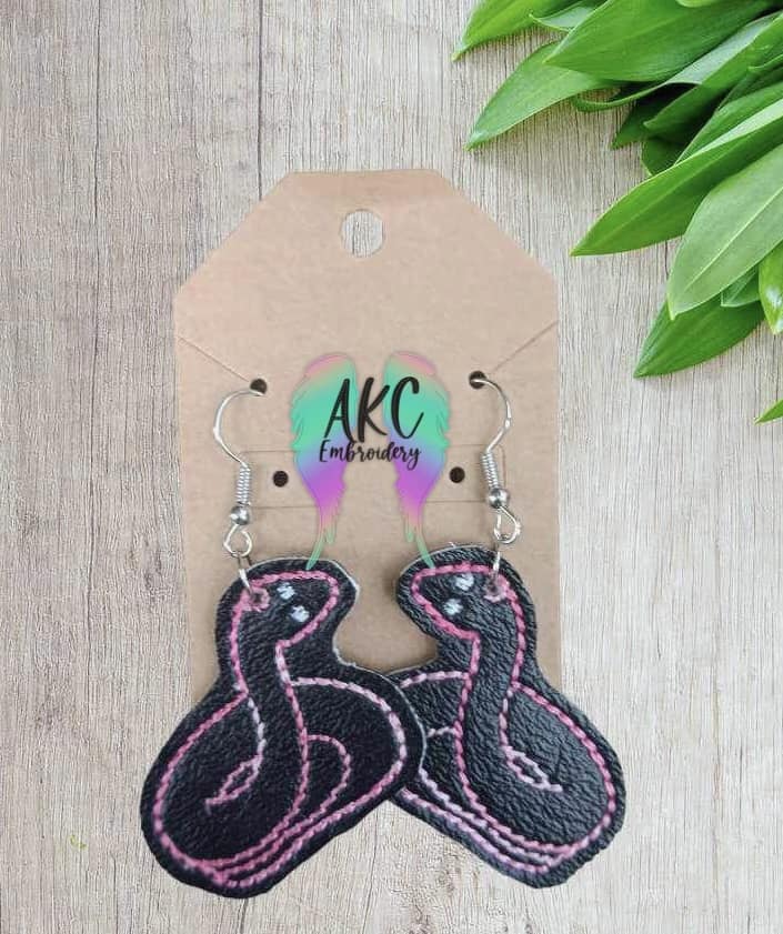 ITH snake earrings 2023 – AKC Embroidery and Digital Designs