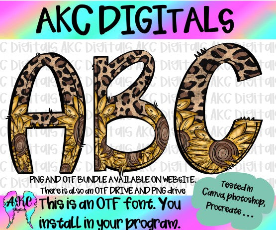 Leopard sunflowers OTF and PNG – AKC Embroidery and Digital Designs