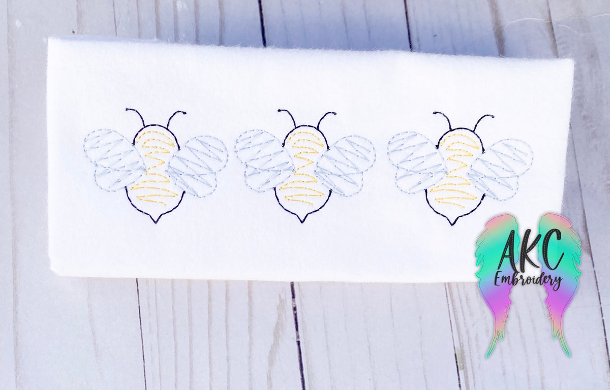 Scribble bee trio 2023 – AKC Embroidery and Digital Designs