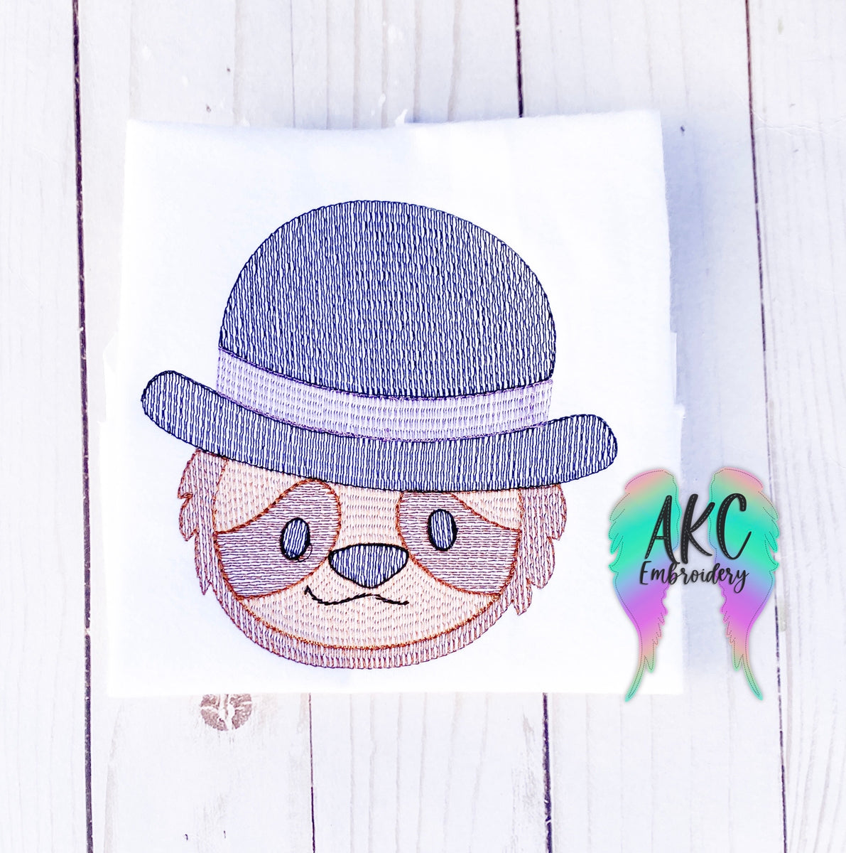 Top hat sloth 2018 – AKC Embroidery and Digital Designs