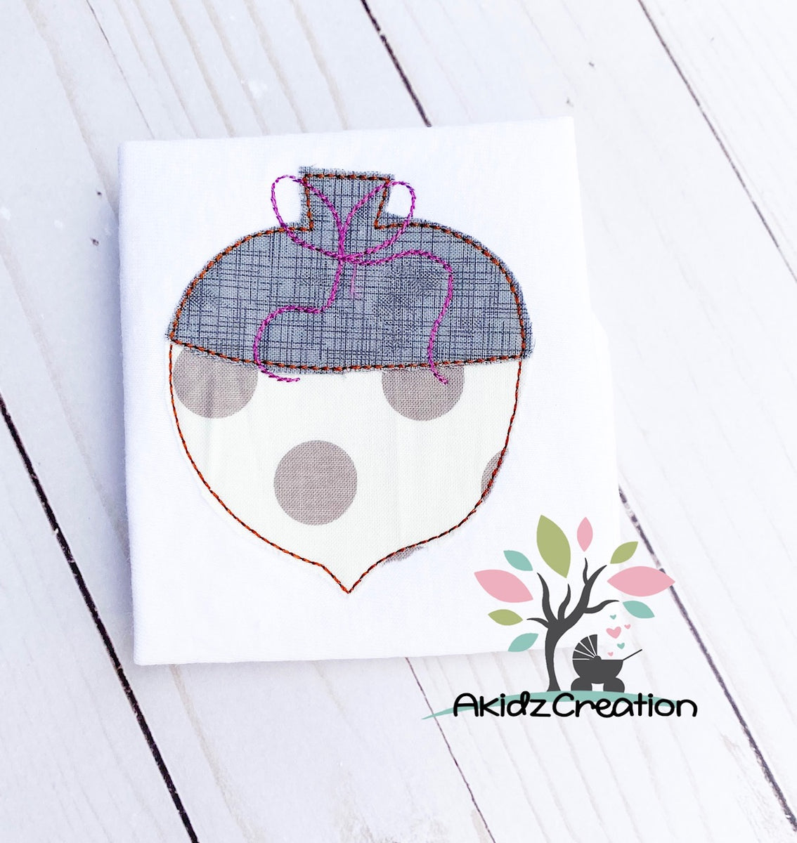 Girl acorn applique 2021 – AKC Embroidery and Digital Designs