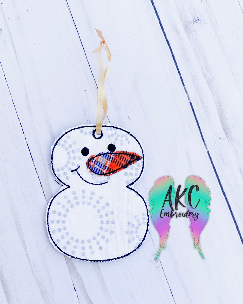 ITH snowman ornament 2022 – AKC Embroidery and Digital Designs