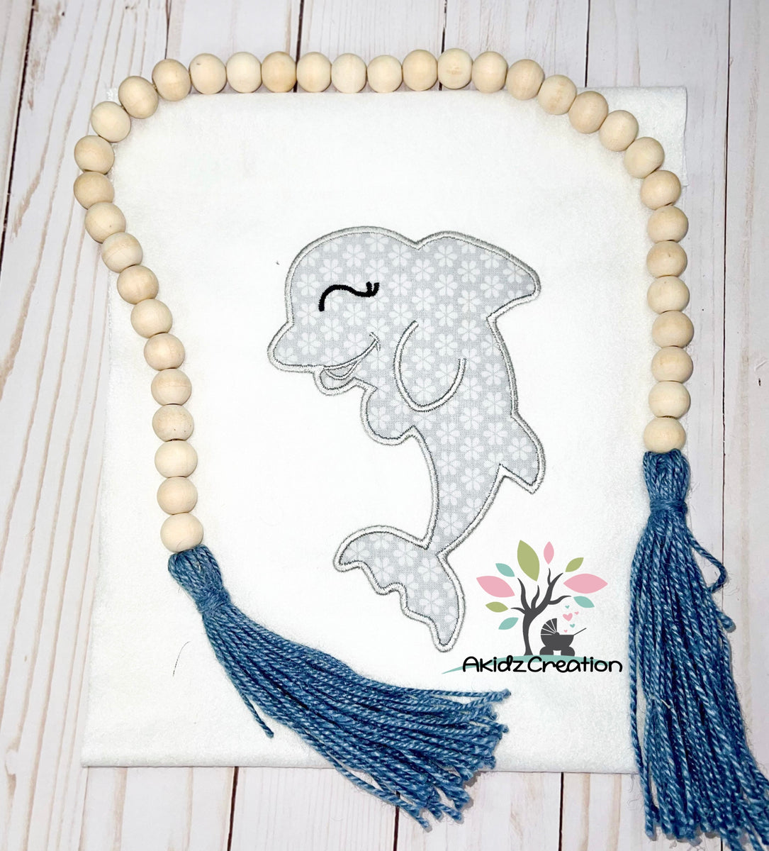 Satin dolphin applique 2022 – AKC Embroidery and Digital Designs