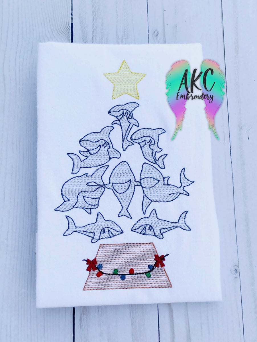 Shark christmas tree 2022 – AKC Embroidery and Digital Designs