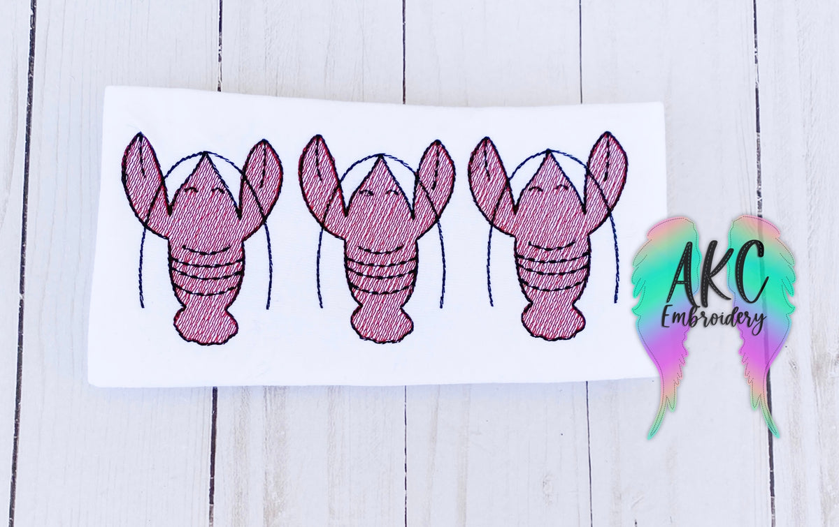 Sketch crawfish trio 2022 – AKC Embroidery and Digital Designs