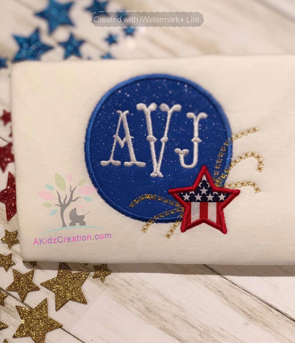Patriotic Star Monogram – AKC Embroidery and Digital Designs